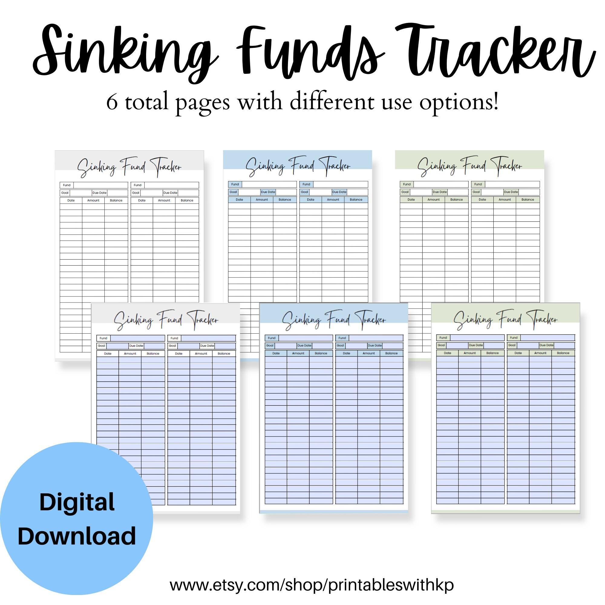 Printable Sinking Funds Tracker Fillable Savings Tracker Vacation ...