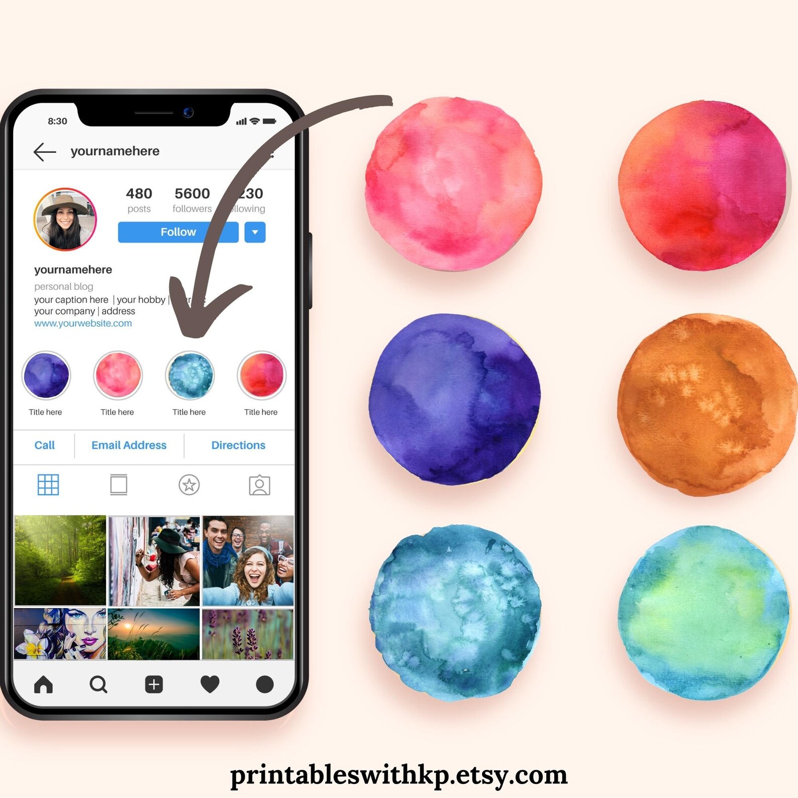 Watercolor Instagram Highlight Covers | Colorful Ig Highlight Covers ...