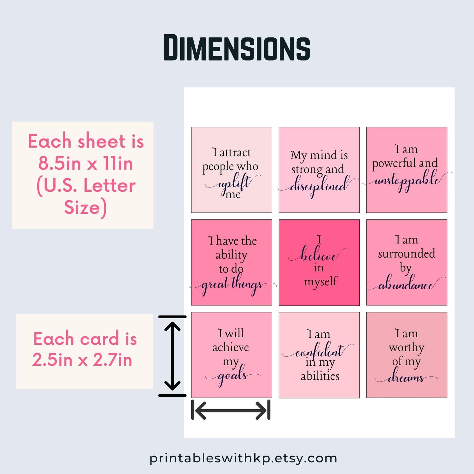 Positive Affirmation Cards for Self Love | Printable Affirmations for ...