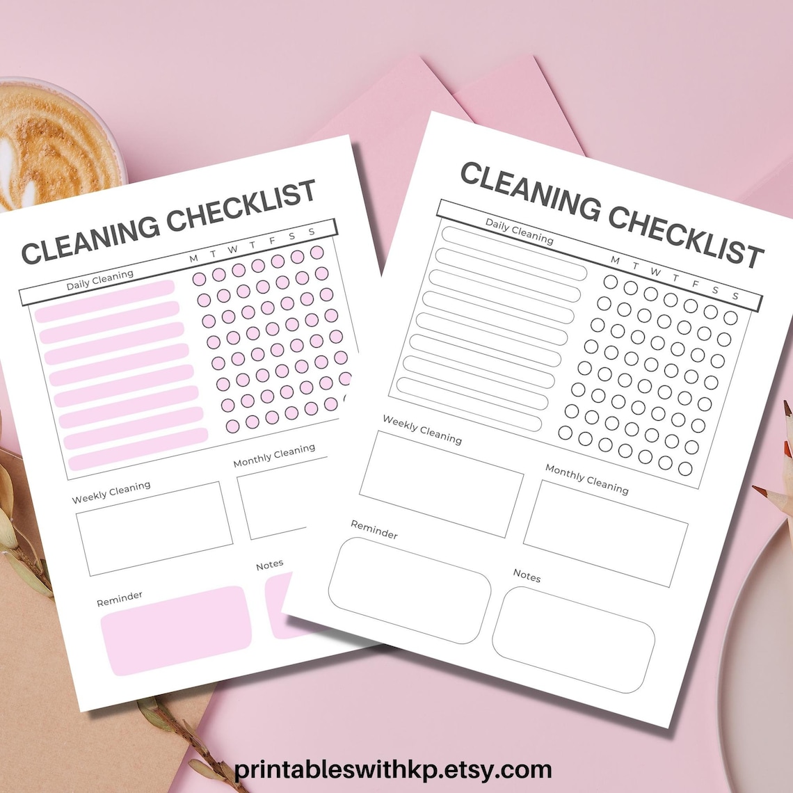 Printable Cleaning Checklist Weekly Cleaning Routine Home Chores ...