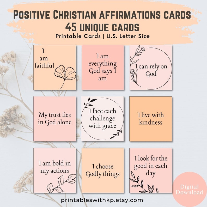 Christian Affirmation Cards | Bible Affirmation Cards | Daily Scripture ...