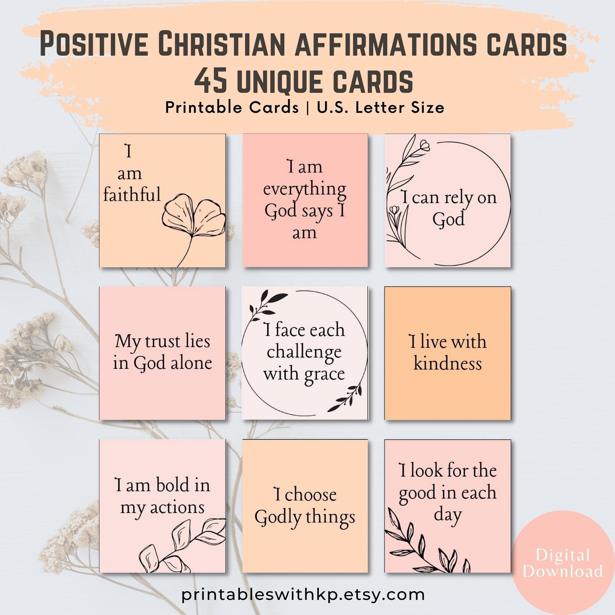 Christian Affirmation Cards | Bible Affirmation Cards | Daily Scripture ...