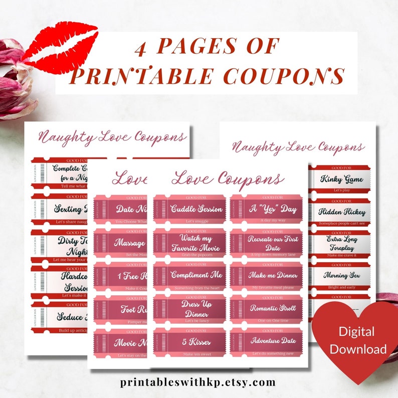 Printable Clean and Naughty Love Coupons Bundle Valentines Day ...