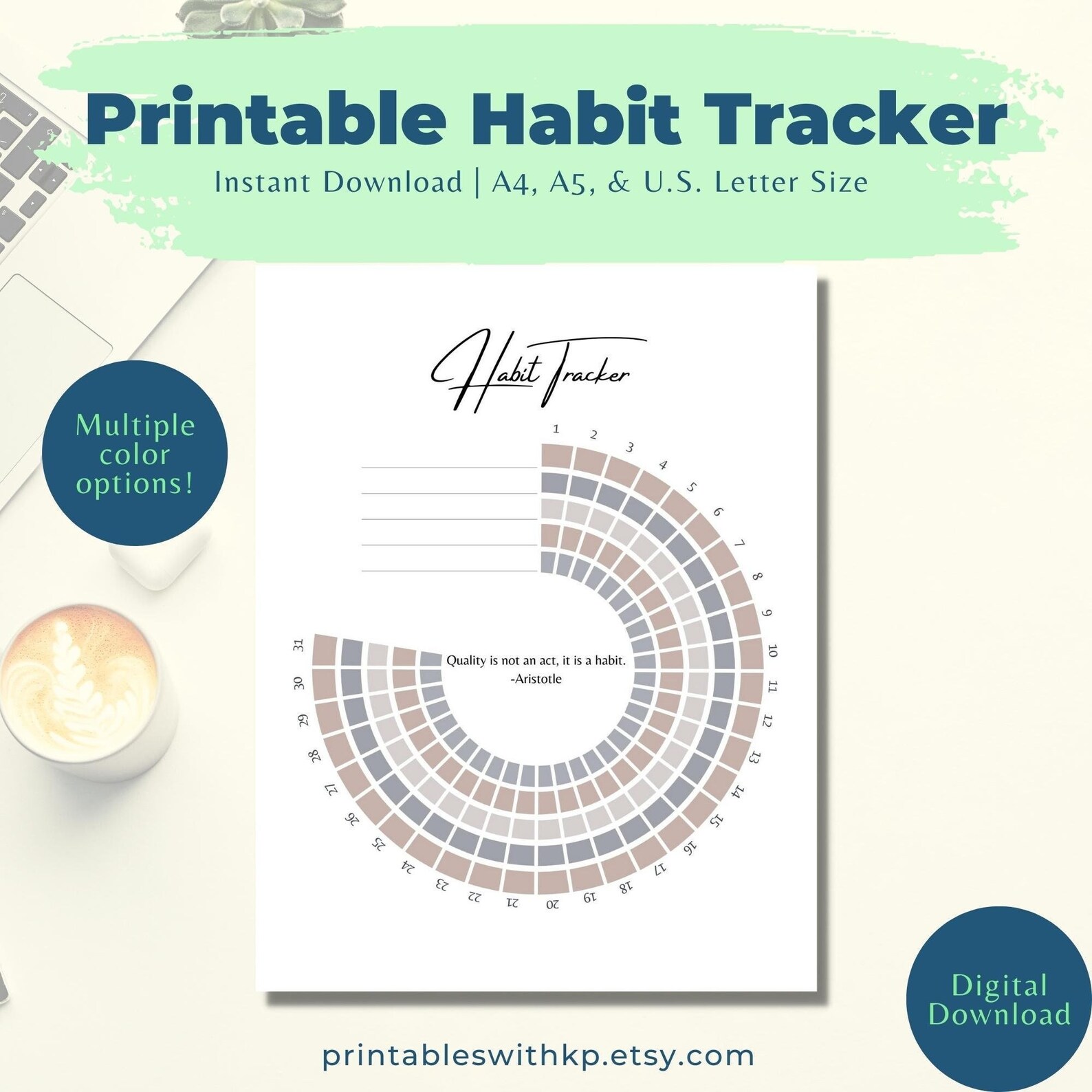 Habit Tracker Printable | Daily Habit Tracker | Habit Tracker Monthly ...
