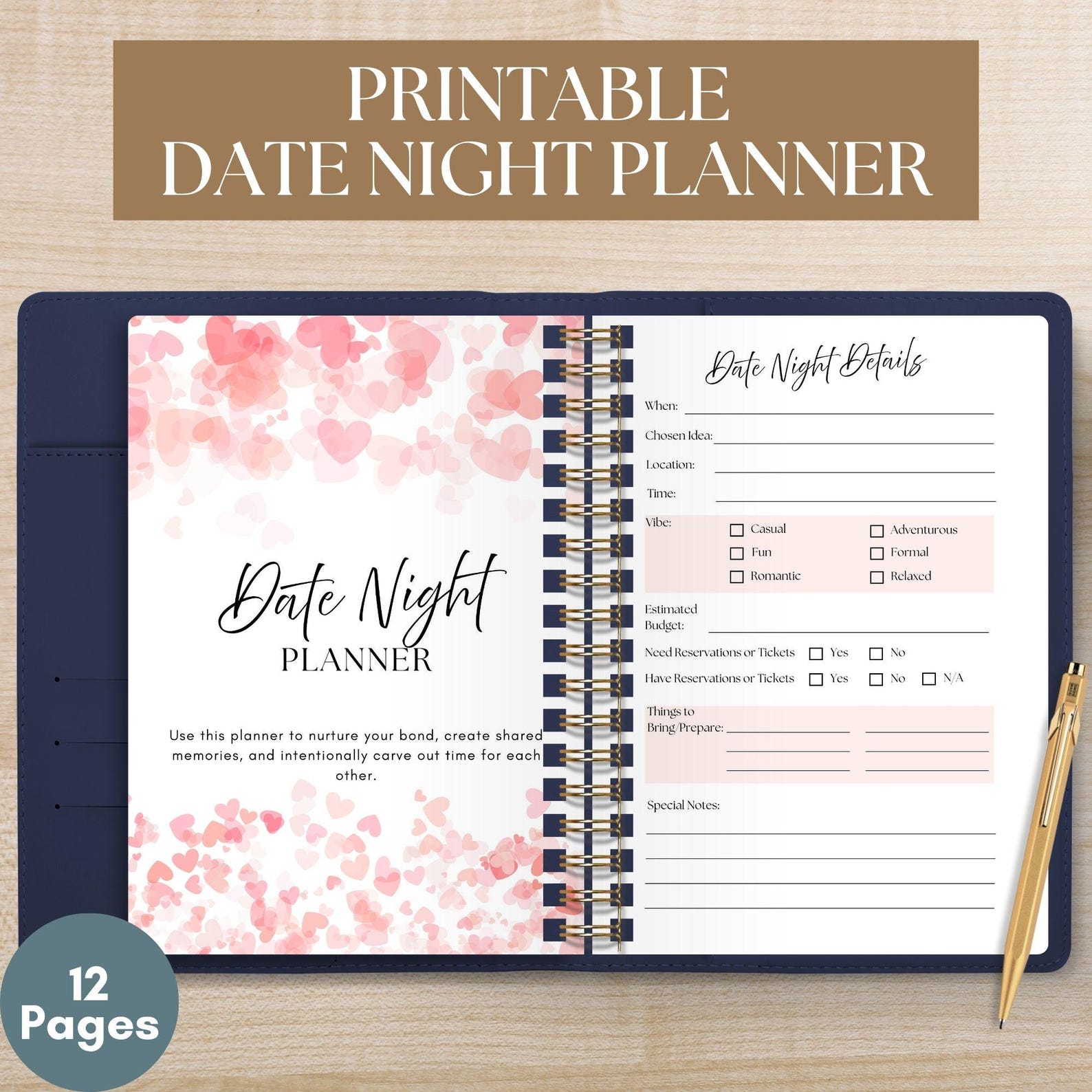 Printable Date Night Planner With Date Night Ideas, Couples Dates ...