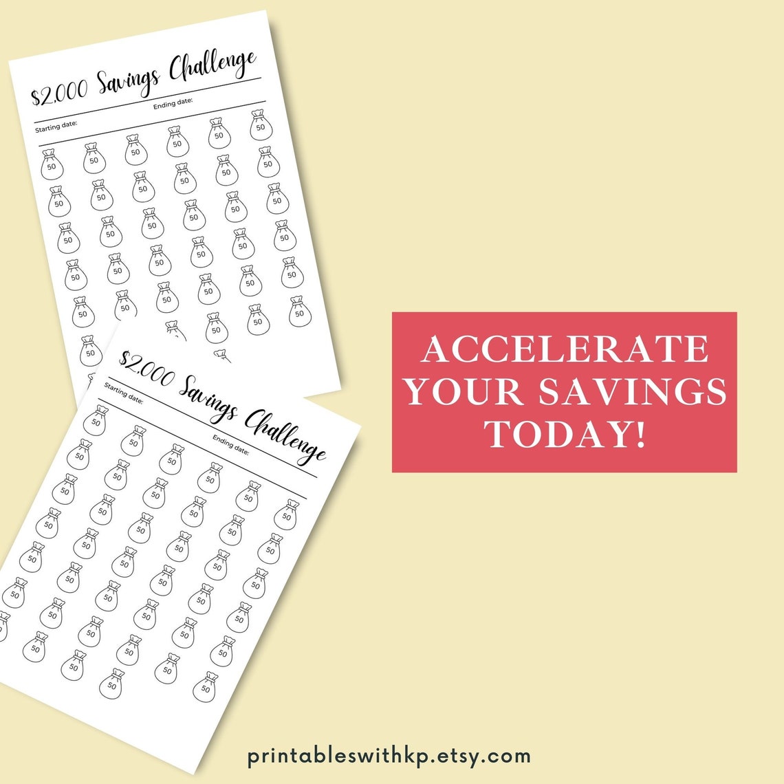 2k Printable Savings Challenge Tracker Finance Savings Goal, Savings ...