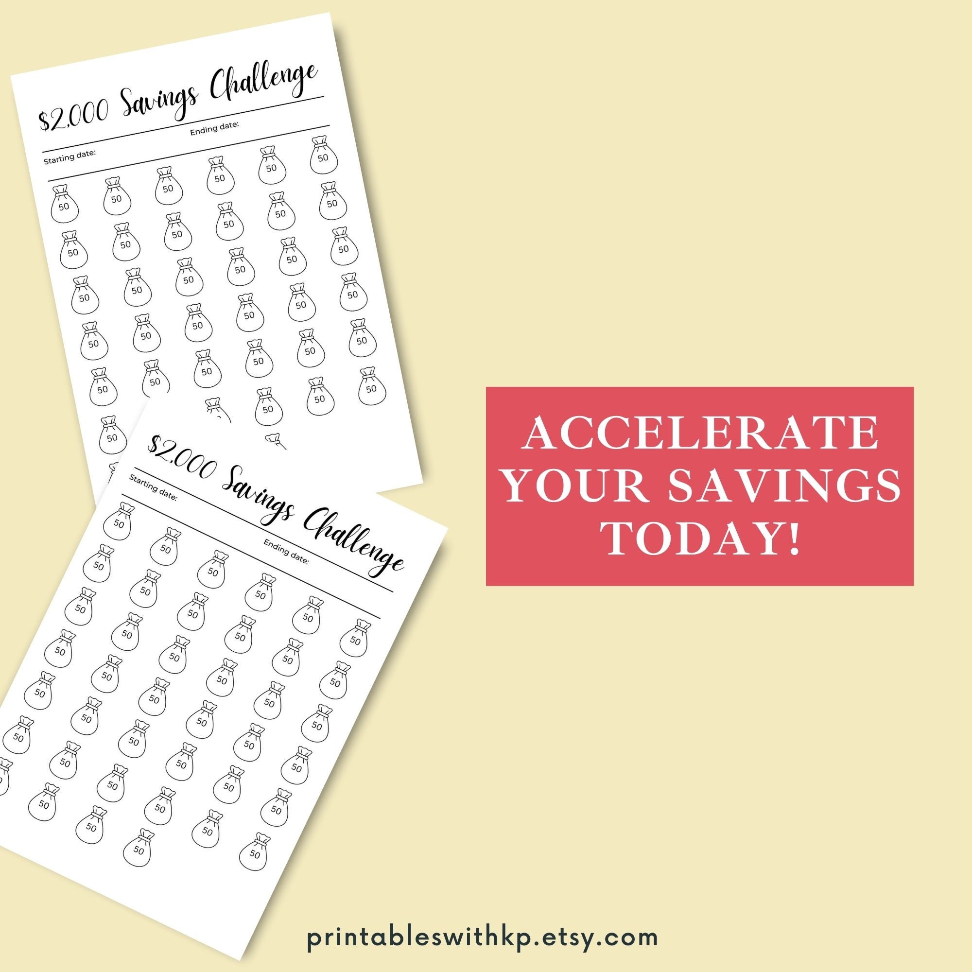 2k Printable Savings Challenge Tracker Finance Savings Goal, Savings ...