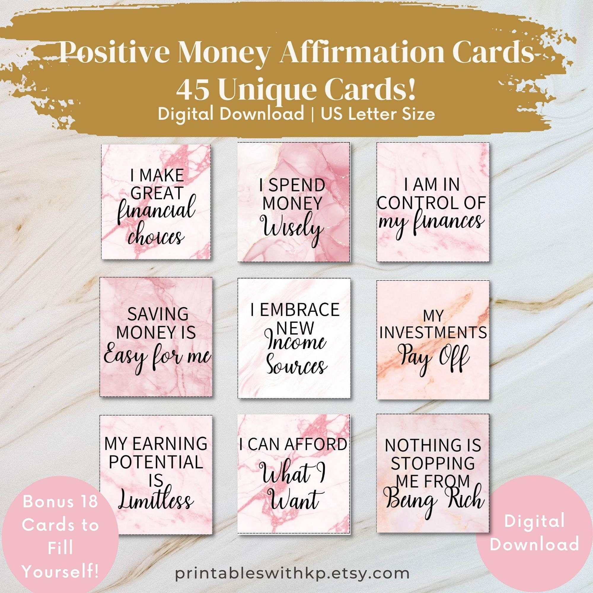 Positive Money Affirmation Cards Printable Money Manifestation Cards ...