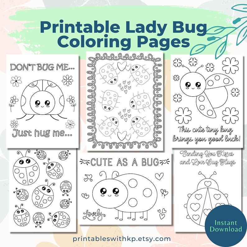 Printable Lady Bug Coloring Pages for Preschoolers, Easy Insect Kids ...