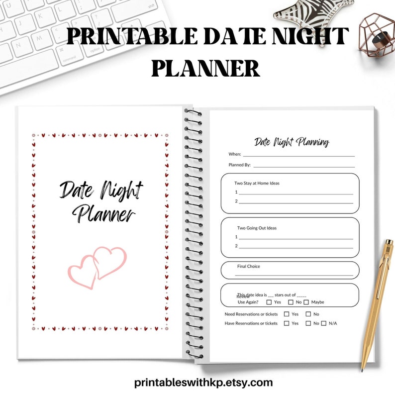 Printable Date Night Planner With Date Night Ideas, Reflection Prompts ...