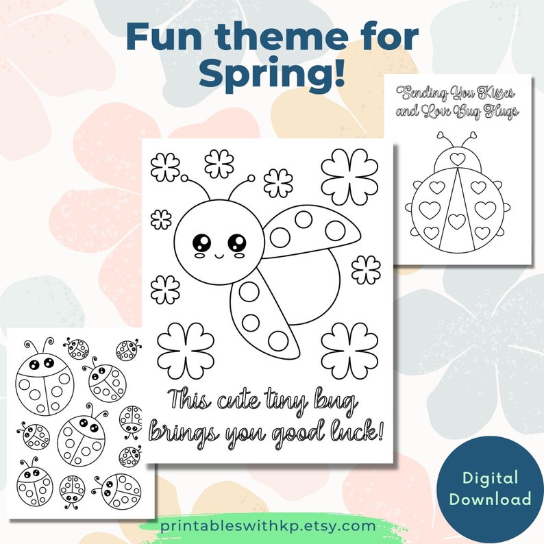 Printable Lady Bug Coloring Pages for Preschoolers, Easy Insect Kids ...