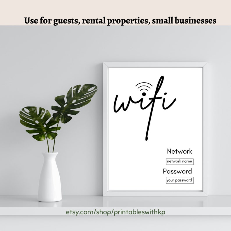 Internet Password Sign | Wifi Sign for Guest Bedrooms | Airbnb Internet ...