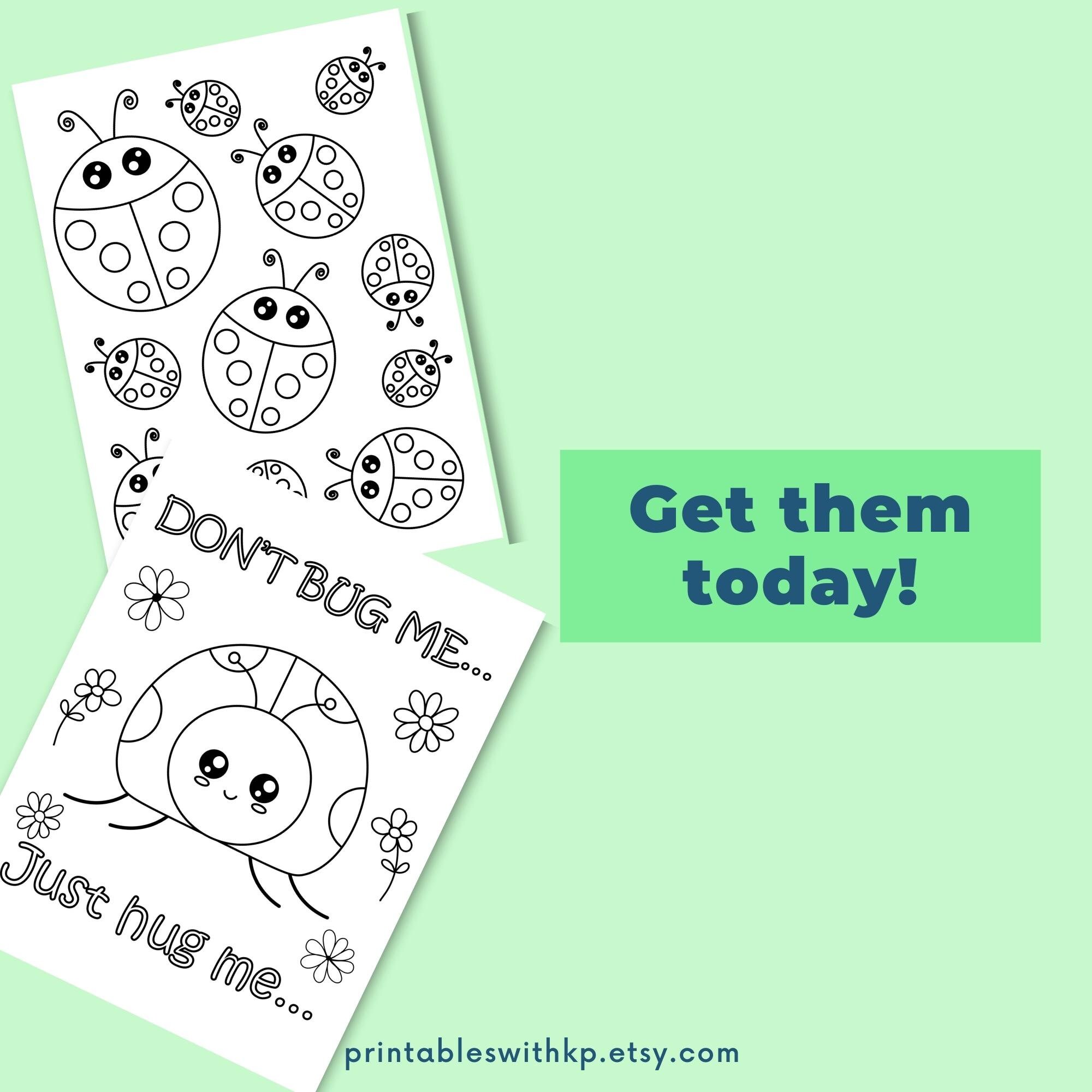 Printable Lady Bug Coloring Pages for Preschoolers, Easy Insect Kids ...