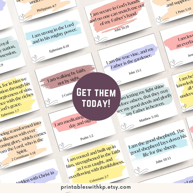 Christian Scripture Affirmation Cards, Printable Bible Verse Cards ...