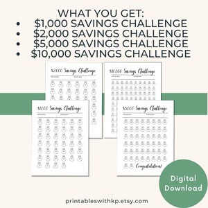 Printable Savings Challenge Tracker Bundle 10k, 5k, 2k, 1k | Savings ...