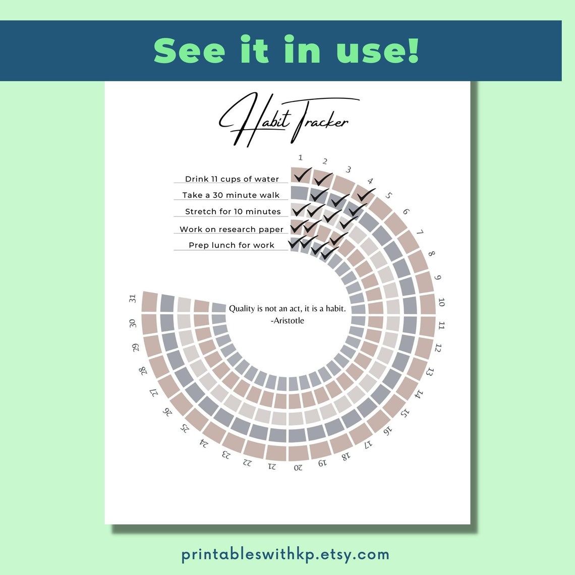 Habit Tracker Printable Daily Habit Tracker Habit Tracker Monthly ...