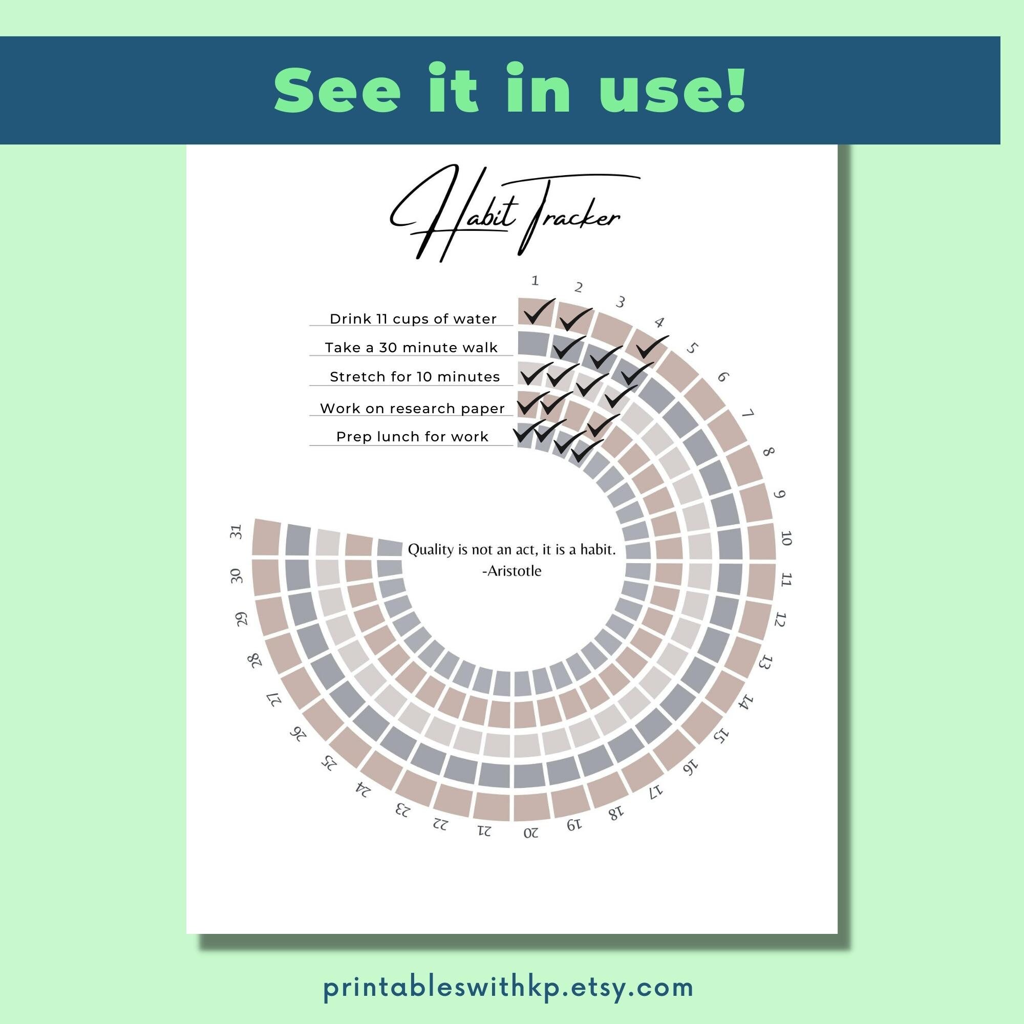 Habit Tracker Printable Daily Habit Tracker Habit Tracker Monthly ...