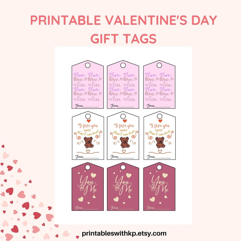 Valentines Gift Tags for Kids Printable, Teachers Classroom Valentines ...