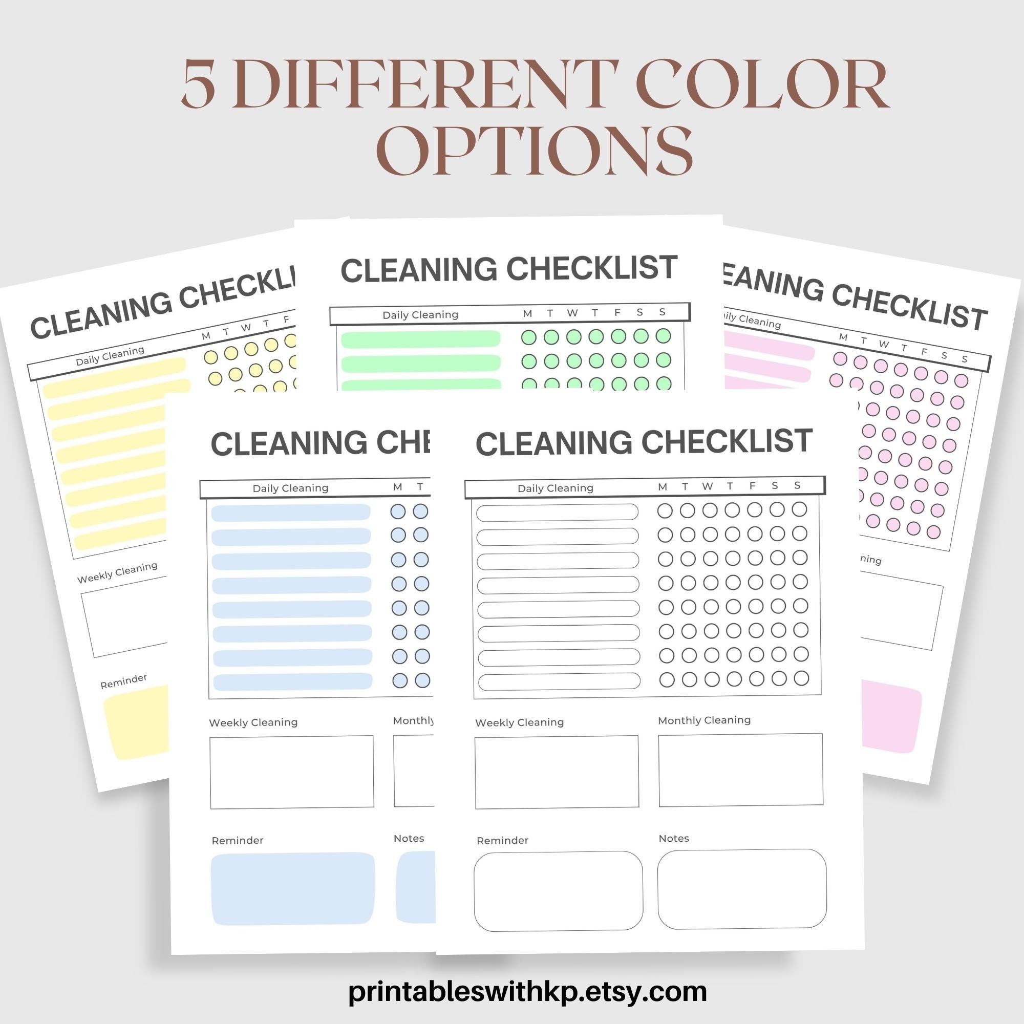 Printable Cleaning Checklist | Weekly Cleaning Routine | Home Chores ...