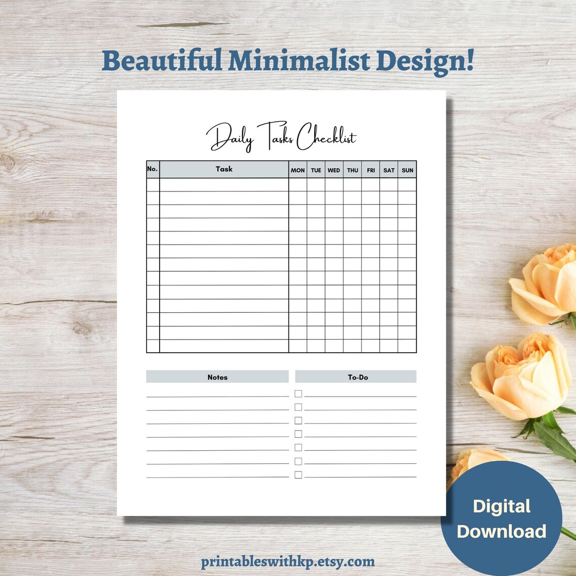 Printable Checklist Template | Minimalist Checklist | Daily Task List ...