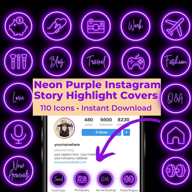 Neon Purple Icons - Etsy