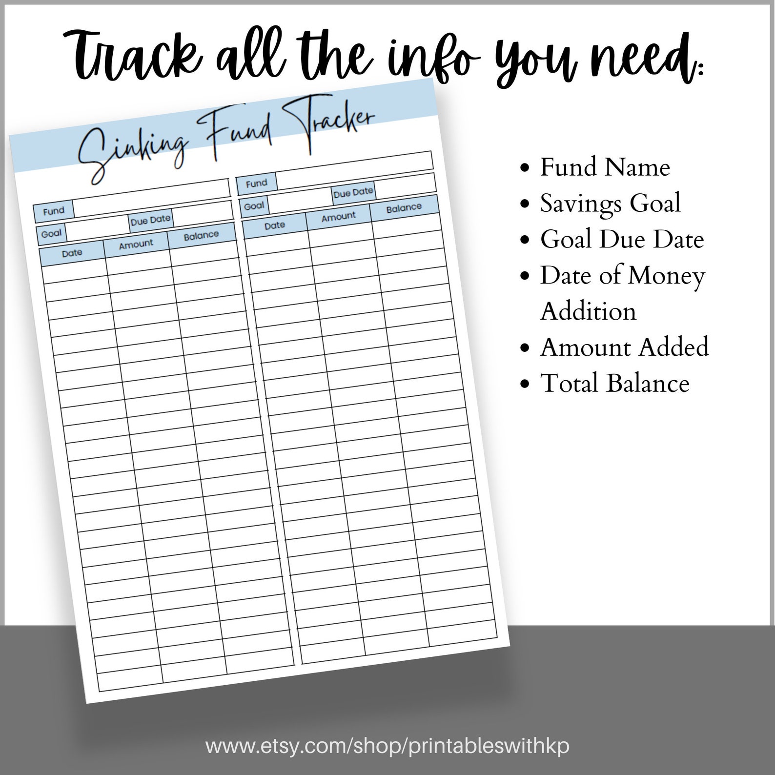 Printable Sinking Funds Tracker | Fillable Savings Tracker | Vacation ...
