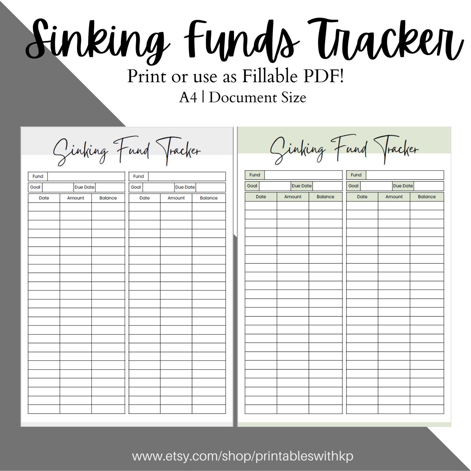Printable Sinking Funds Tracker: Fillable Savings Goal Planner (PDF ...