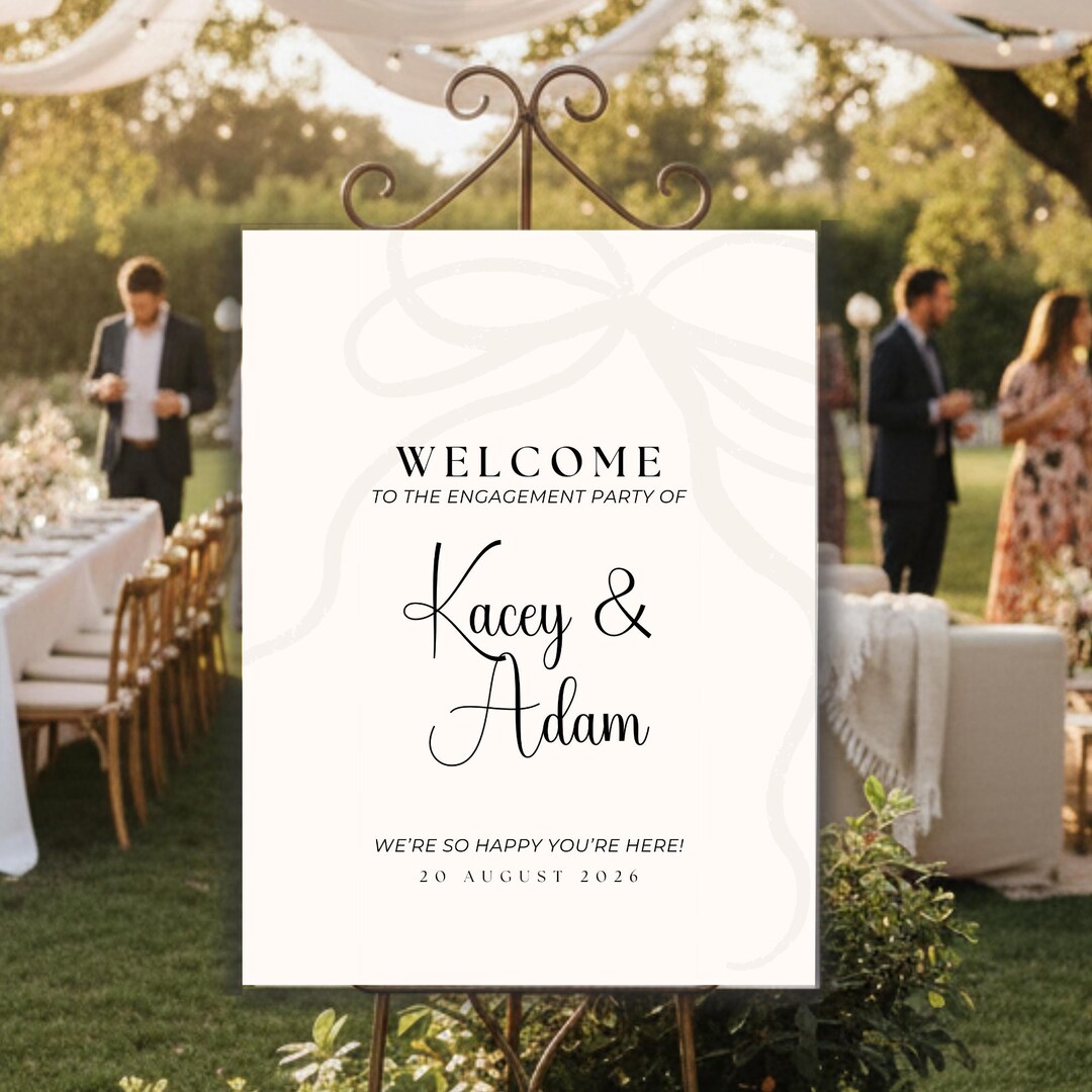 Engagement Party Welcome Sign Bow Editable, Minimalist Engagement ...