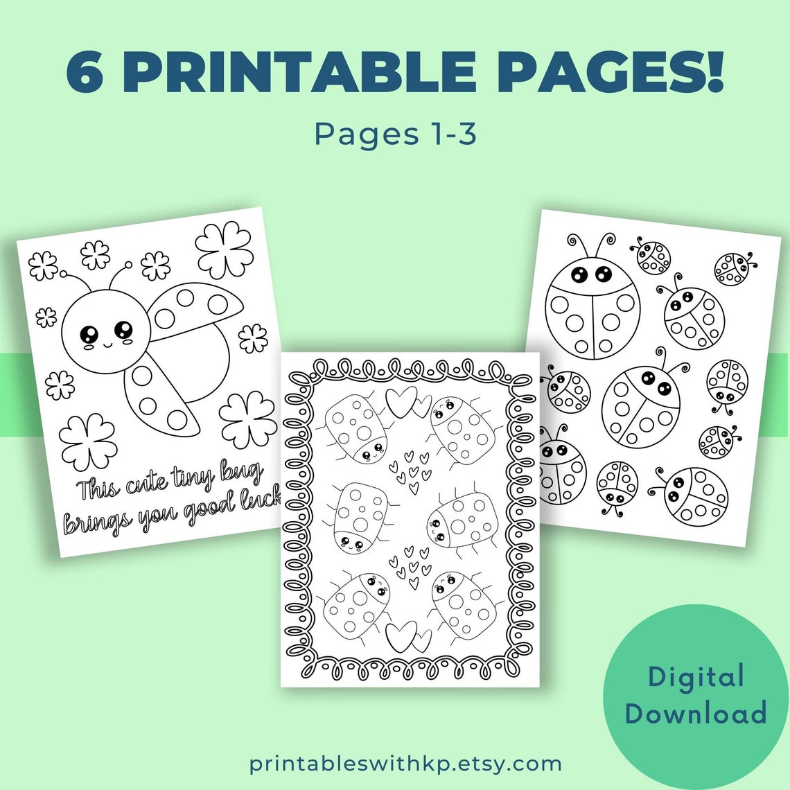 Printable Lady Bug Coloring Pages for Preschoolers, Easy Insect Kids ...