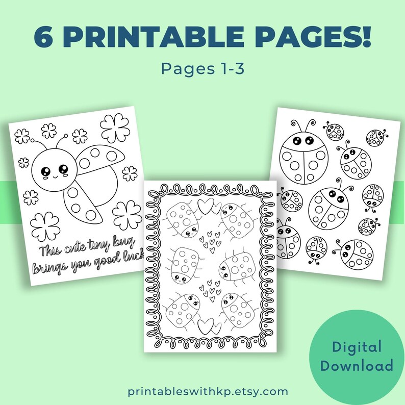 Printable Lady Bug Coloring Pages for Preschoolers, Easy Insect Kids ...