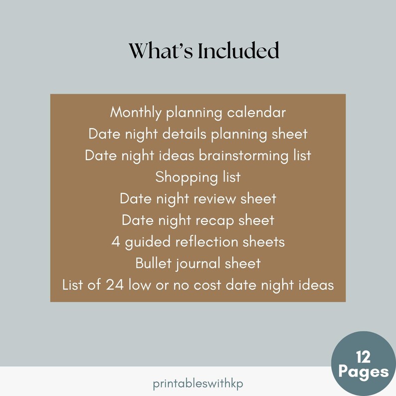 Printable Date Night Planner With Date Night Ideas, Couples Dates ...