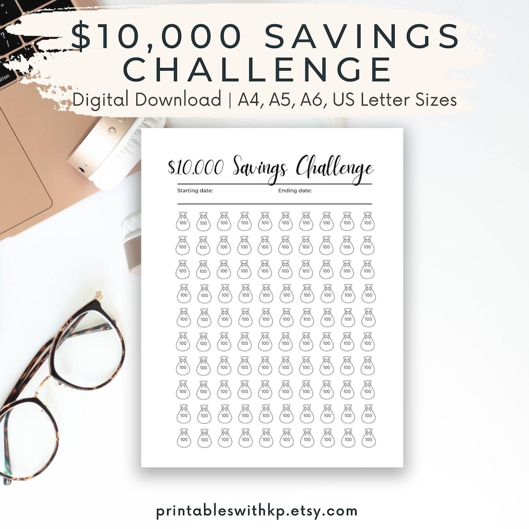 10,000 Savings Challenge Printable | 10k Savings Challenge Printable ...