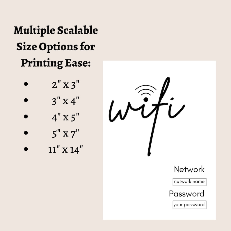 Internet Password Sign | Wifi Sign for Guest Bedrooms | Airbnb Internet ...