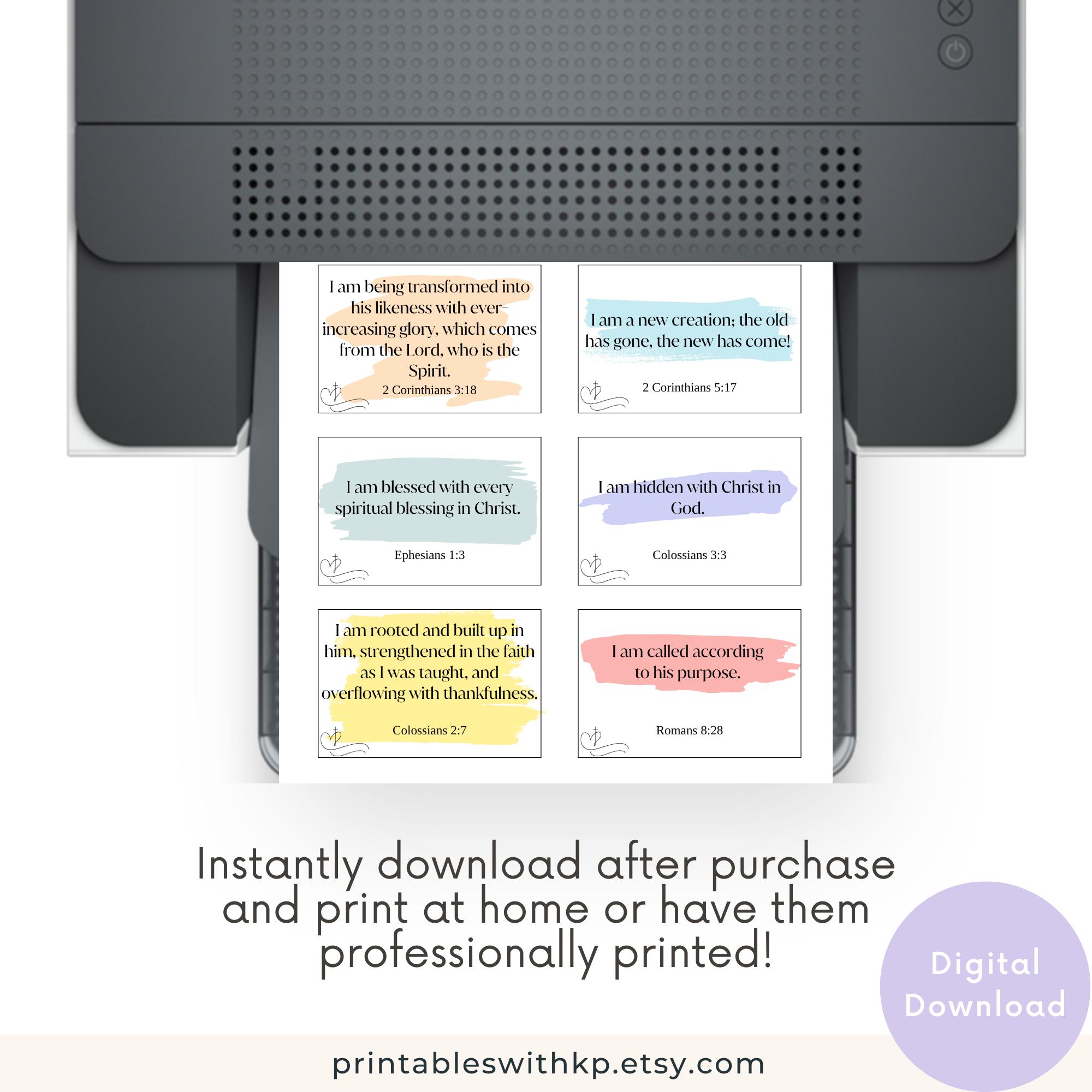 Christian Scripture Affirmation Cards, Printable Bible Verse Cards ...