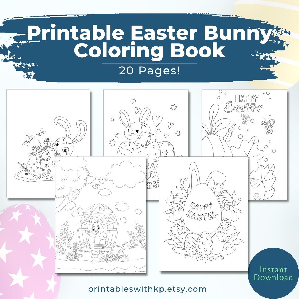 Printable Easter Bunny Coloring Pages | Coloring Pages for Kids Easter ...