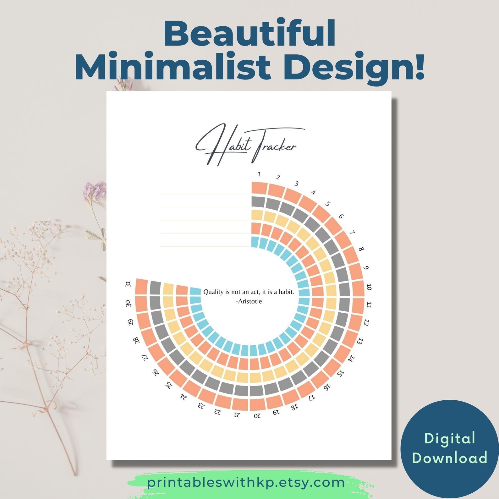 Habit Tracker Printable | Daily Habit Tracker | Habit Tracker Monthly ...