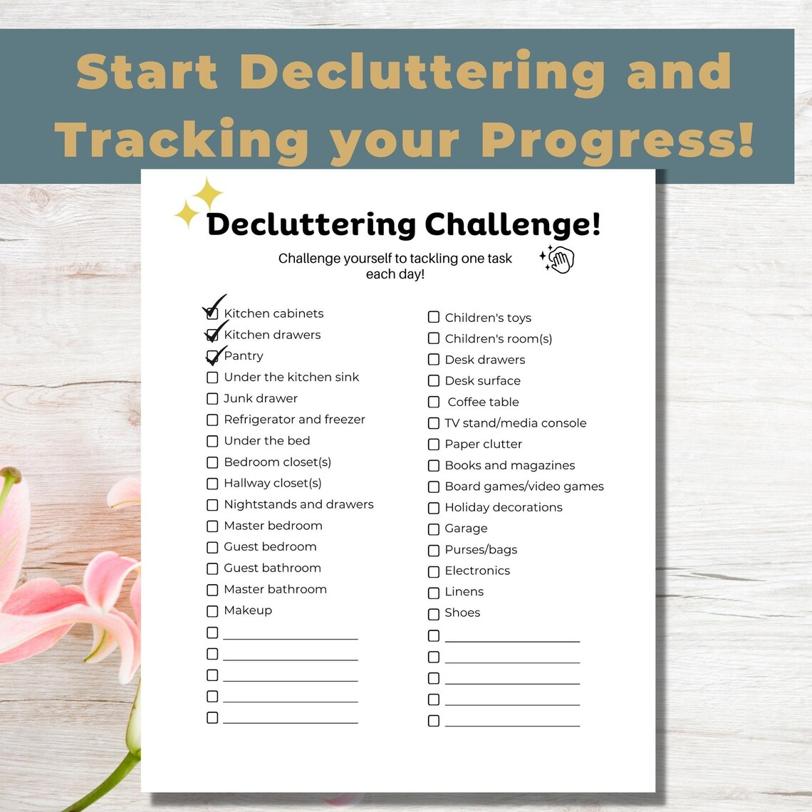 Declutter Checklist Declutter Challenge Declutter in 30 Days Printable ...