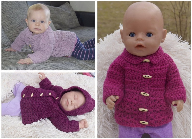 Crochet Pattern + Mini Matilda + Crochet Baby Jacket, From Doll Size 86 ...