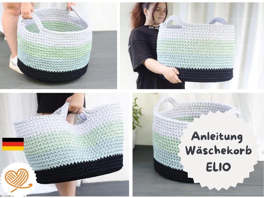 Crochet Pattern + ELIO+ XXL Laundry Basket/storage Basket, Crochet With ...
