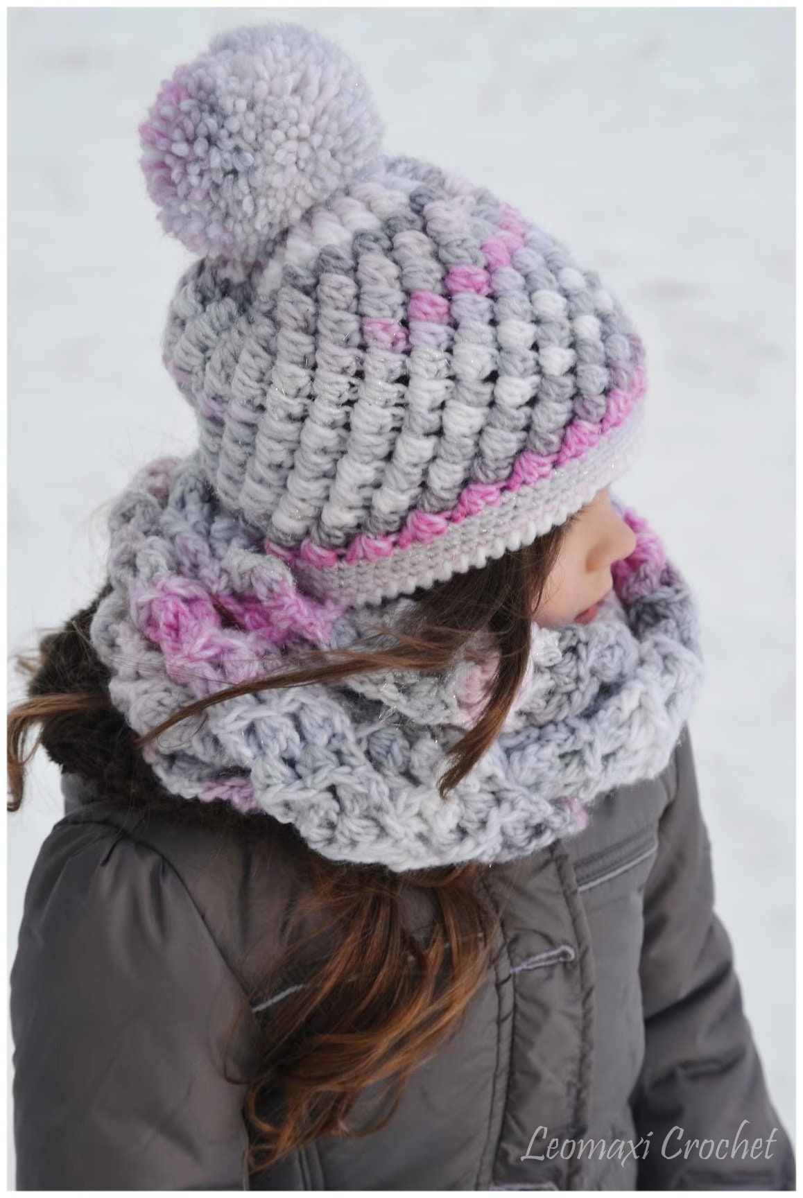 CROCHET PATTERN + LUXURY + Crochet Bobble Hat and Scarf in Size 42-60 ...
