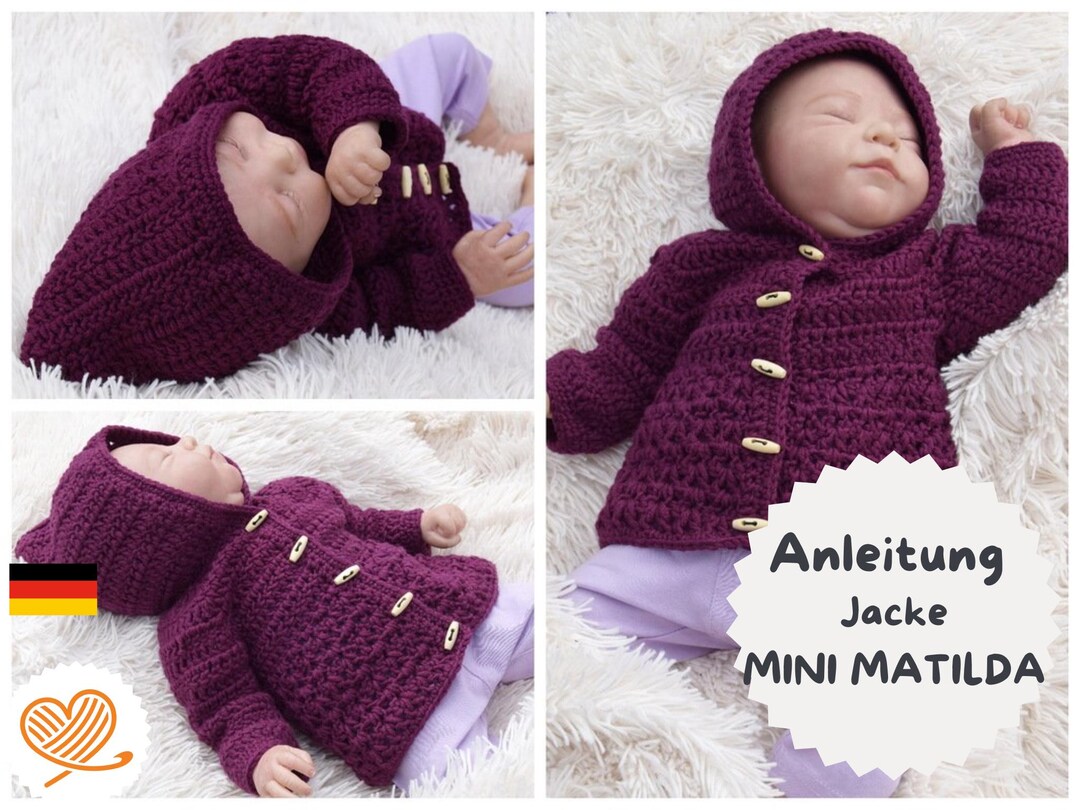 Crochet Pattern + Mini Matilda + Crochet Baby Jacket, From Doll Size 86 ...