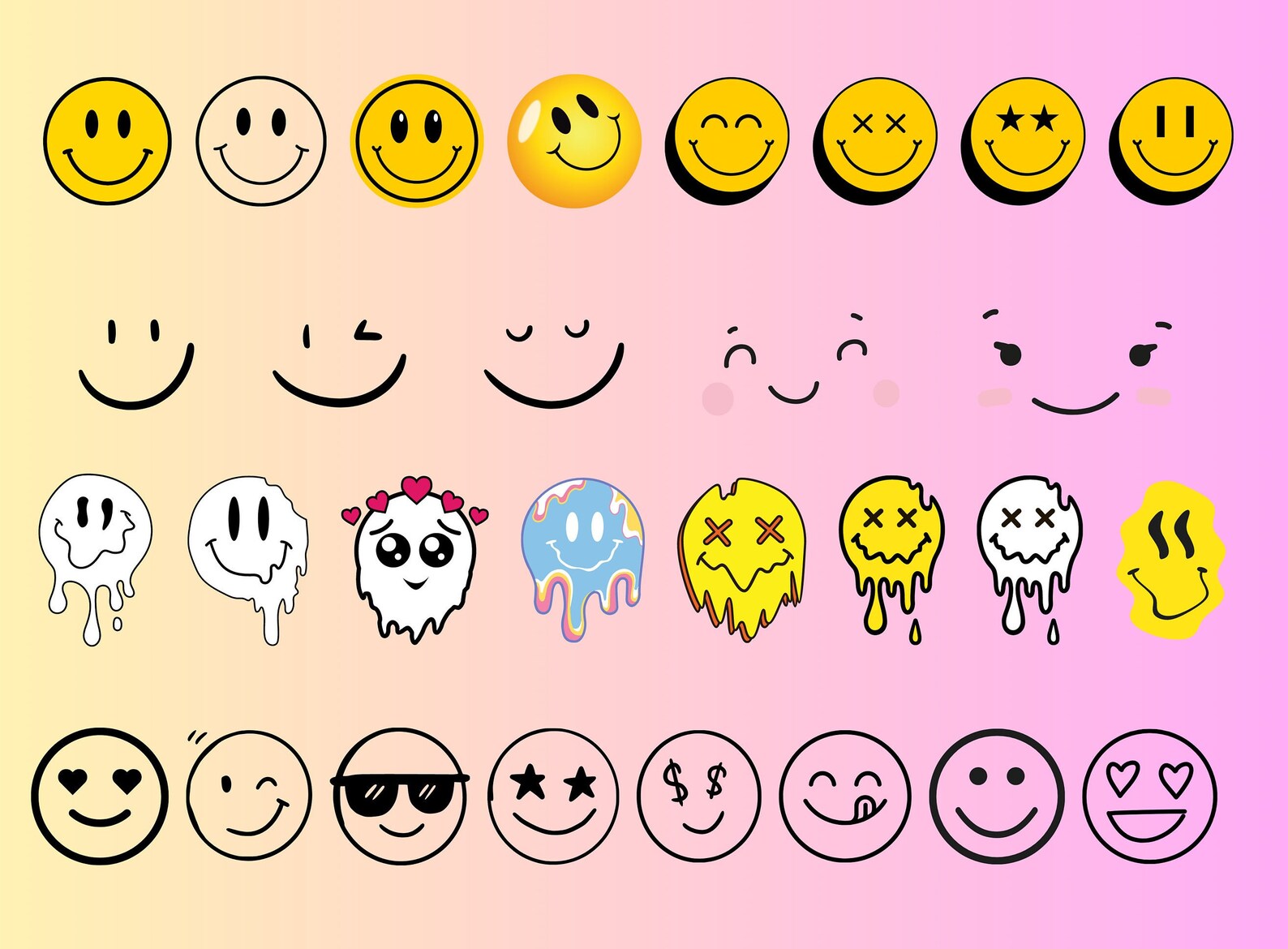 Smiley Face Svg, Smiley Svg, Emoji Smile Svg, Melting Smiley, Happy ...