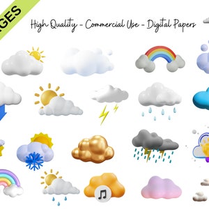 Set of Clouds Clip Art, Digital Images, Digital Clip Art, Cute Clouds ...