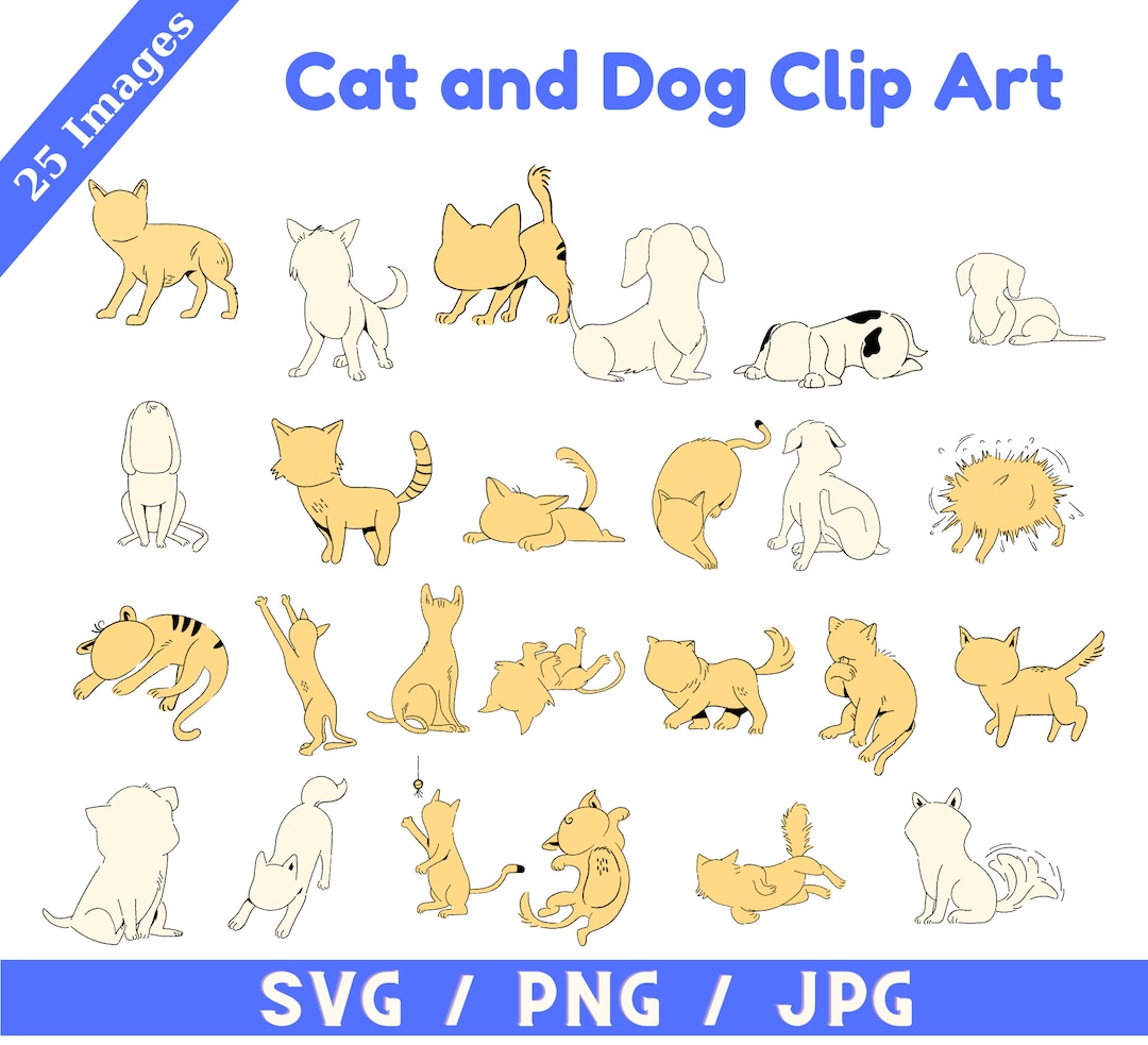 Set of Clip Art Dog and Cat, Dog Clip Art, Cat Clip Art, Animals ...