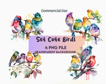 Whimsical Birds Png Clipart Set Create Charming Designs With This ...