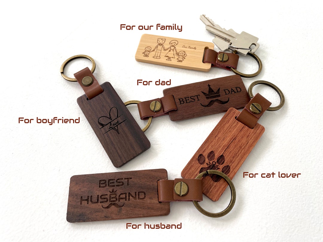 Holiday Gift Eco Friendly Keychain Personalized Wooden Keyring - Etsy