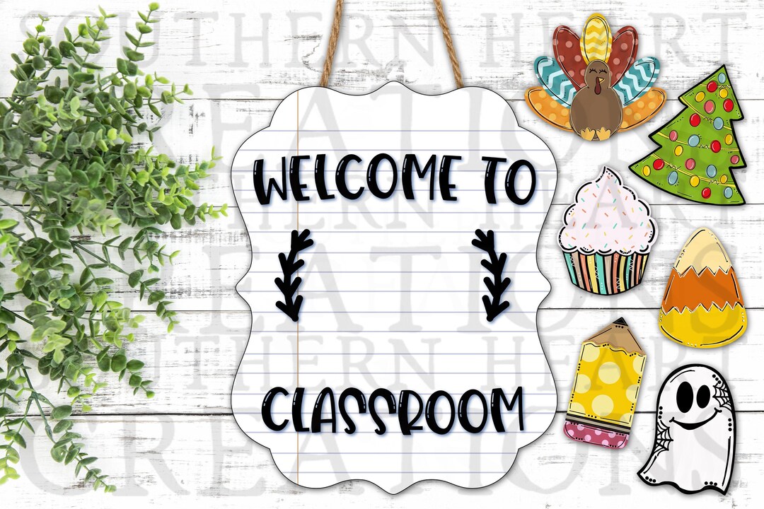 Seasonal Classroom Door Hanger Bundle PNG Digital File - Etsy