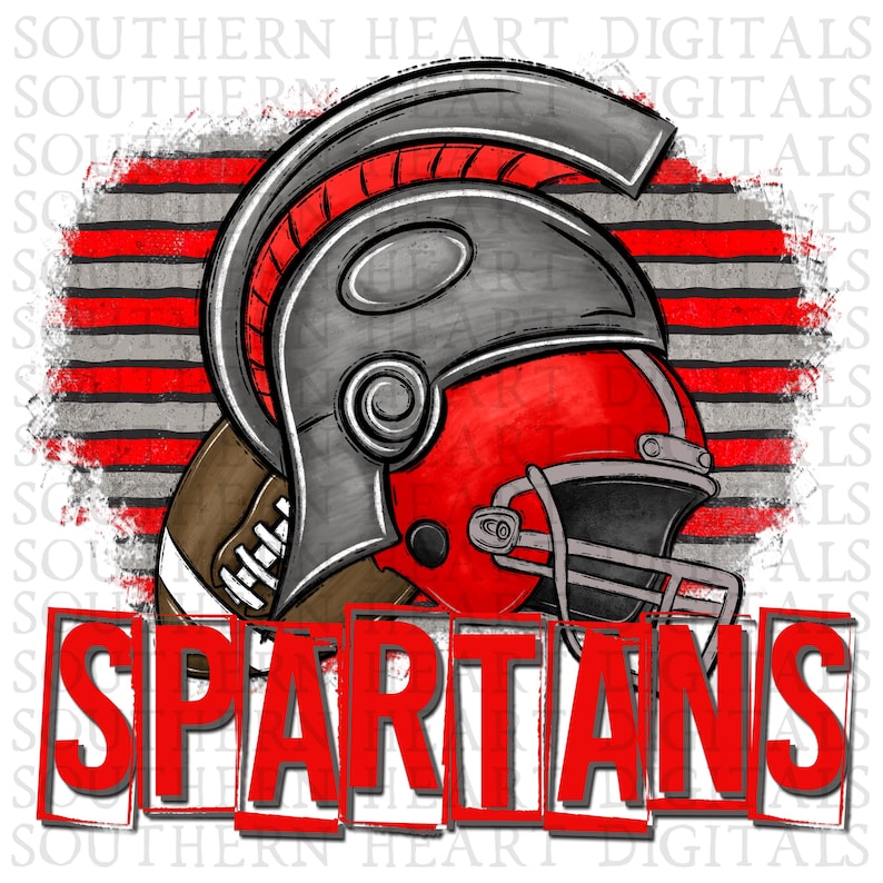 Red and Gray Spartans Football PNG Digital Download - Etsy