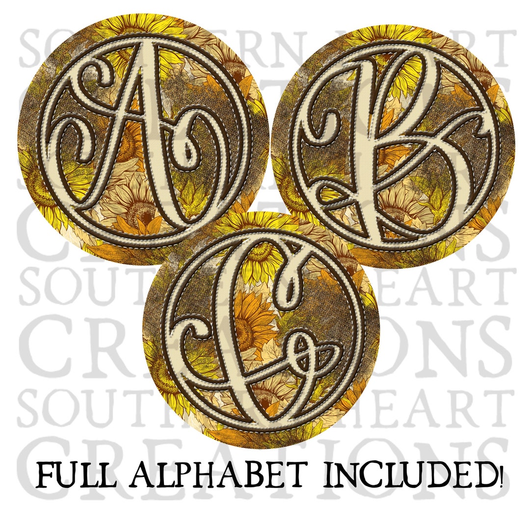 Faux Embroidery Monogram Alpha Circle Patch PNG Digital Download - Etsy