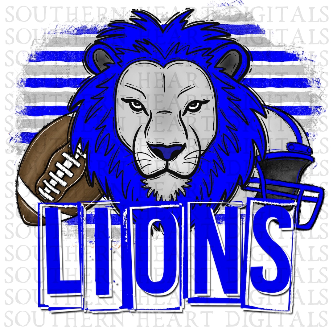 Blue and Silver Gray Lions Mascot PNG Digital Download - Etsy